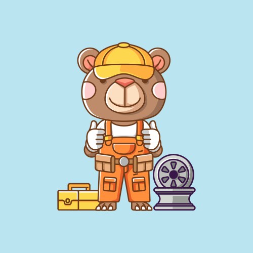 Cute sloth mechanic with tool at workshop cartoon Vector Image