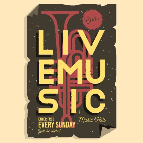 Live music in the concert type design Royalty Free Vector