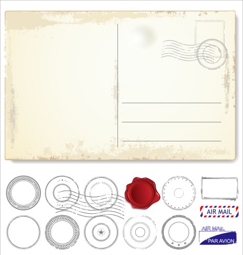 Postcard template paper white texture Royalty Free Vector