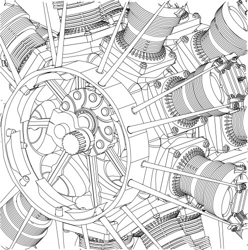 Radial engine on a white Royalty Free Vector Image