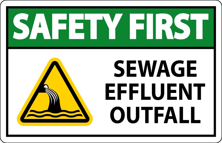 Water safety first sign - sewage effluent outfall Vector Image