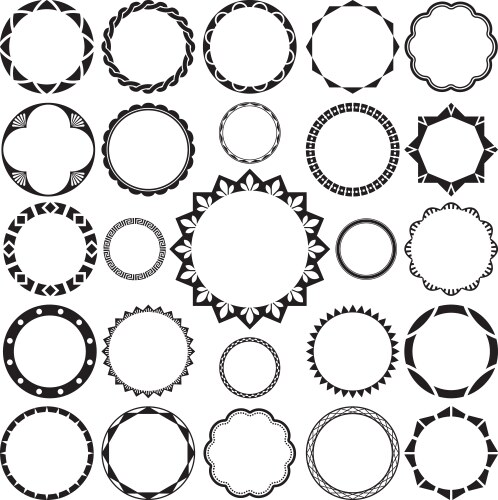 Collection of round decorative border frames Vector Image
