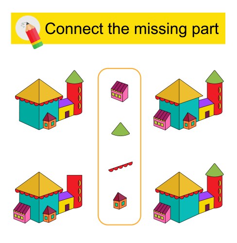 Connect the missing part attention task for kids Vector Image