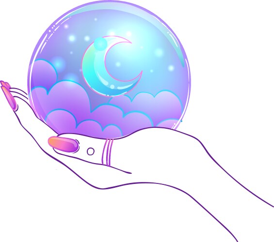 Female hands holding magic crystal ball isolated Vector Image