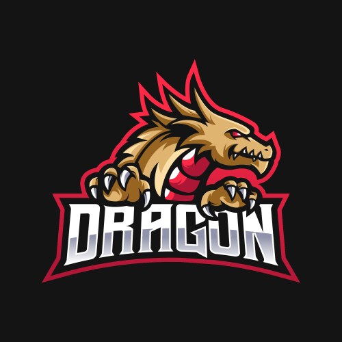 Red dragon esports logo design Royalty Free Vector Image