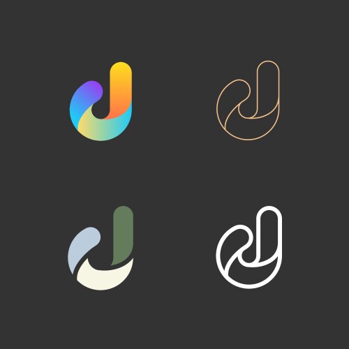 Shape abstract round d monogram logo Royalty Free Vector