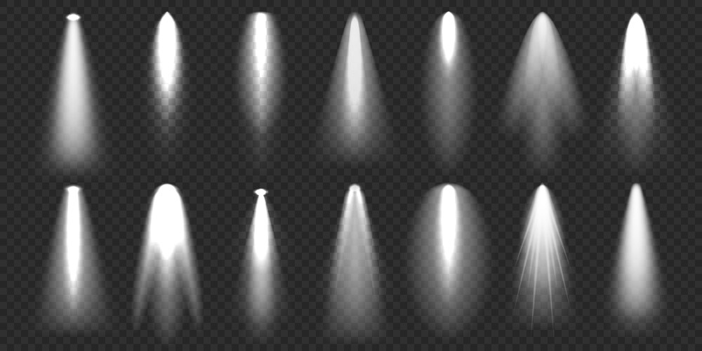 Spotlight set light ray collection realistic Vector Image