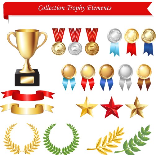 Rank laurel award icon gold trophy bronze medal Vector Image