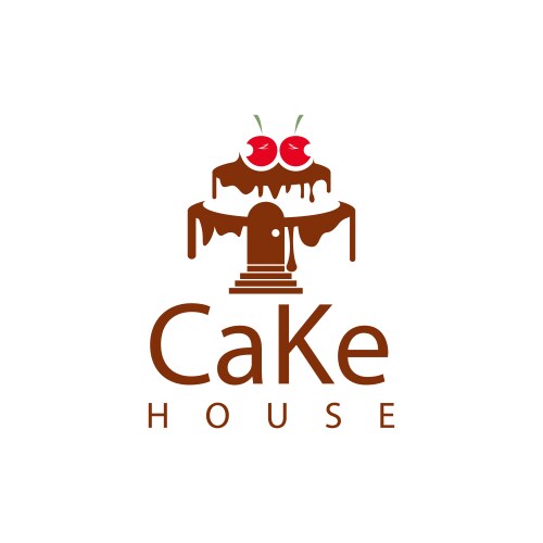 Chocolate cake logo design template Royalty Free Vector