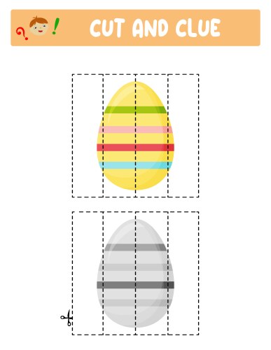 Cut and glue easter eggs educational game Vector Image