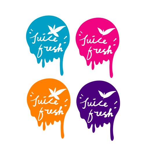 Fresh juice label sticker design natural drink Vector Image