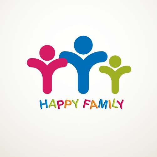 Happy family logo or icon created with three Vector Image
