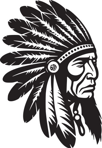 Apache man wearing an indian chief headdress Vector Image