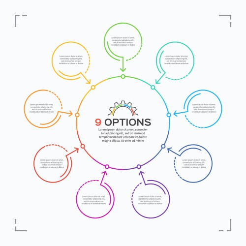 Circle infographic 9 options Royalty Free Vector Image