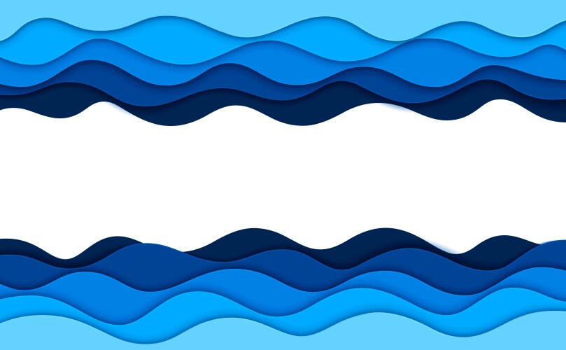Blue origami paper waves with sea foam Royalty Free Vector