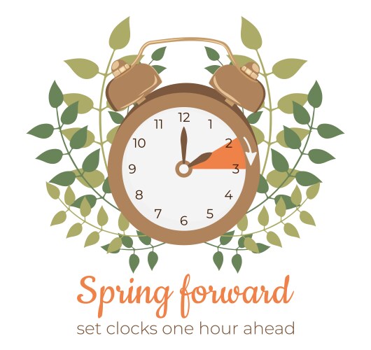 Spring forward set your clocks ahead one hour Vector Image