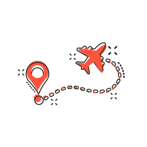 Airplane flight route icon in transparent style Vector Image
