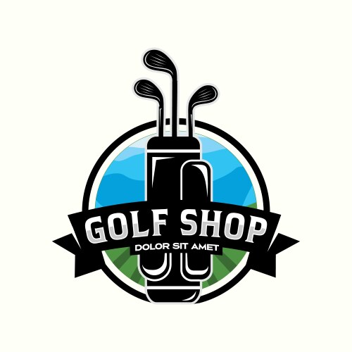 Golf club logo template with golf bag Royalty Free Vector