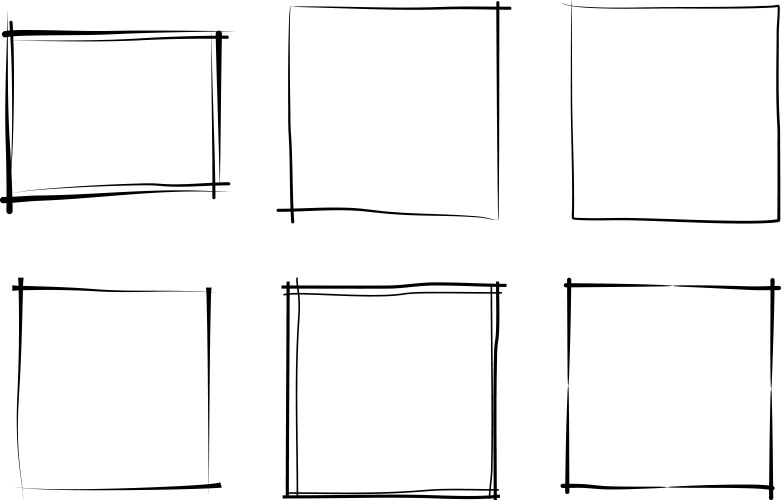 Hand drawn frame square double thin line Vector Image