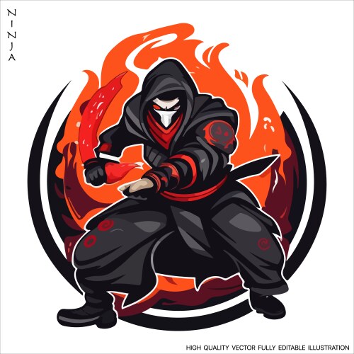 Ninja mascot logo template creative emblem Vector Image