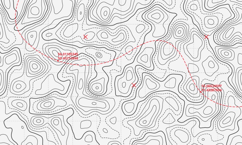 Ocean topographic line map with curvy wave Vector Image