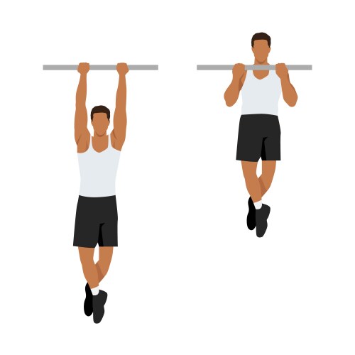 Horizontal bar chin-up strong athlete man gym Vector Image