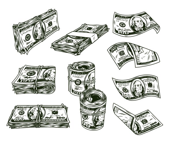 Colorful money roll of dollars concept Royalty Free Vector