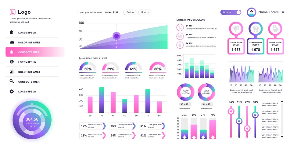 Dashboard ui admin panel design template Vector Image