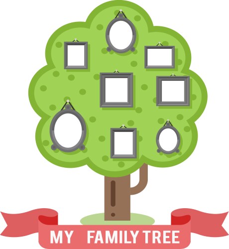 Family tree with photo frame isolated on white Vector Image