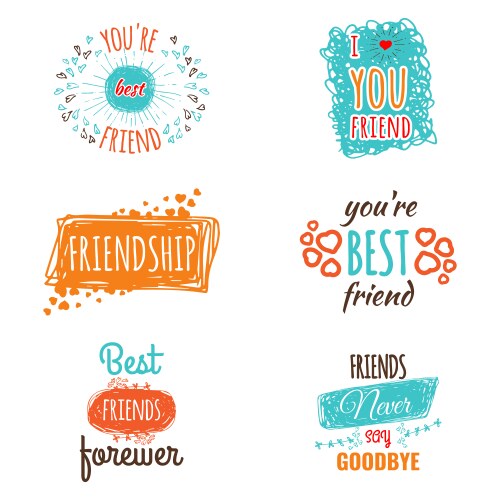 Friend lettering friendship card typography Vector Image