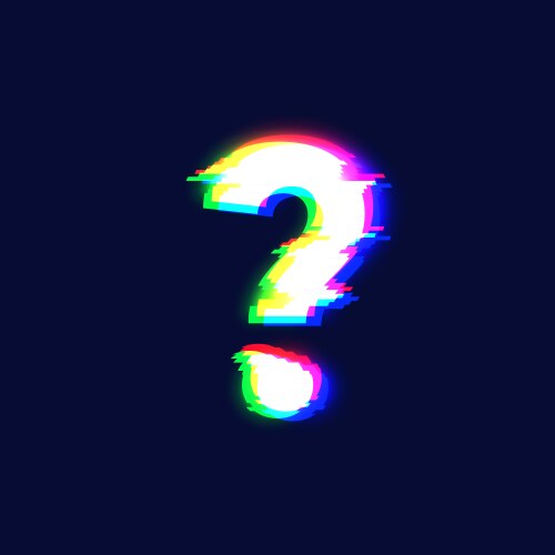 Neon question mark with glitch effect abstract Vector Image