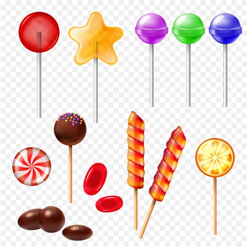 Sweets desserts set transparent Royalty Free Vector Image