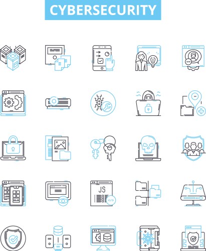 Cybersecurity line icons signs set design Vector Image