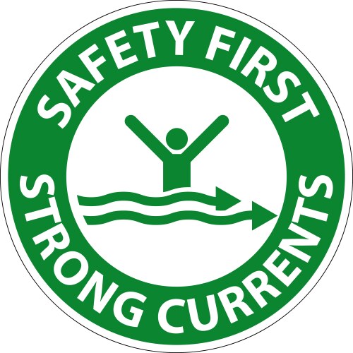 Water safety first sign - strong currents Vector Image