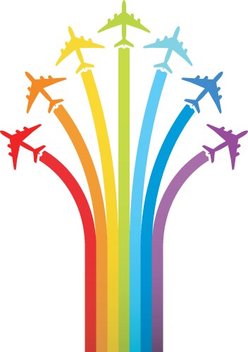 Background with colorful airplanes Royalty Free Vector Image