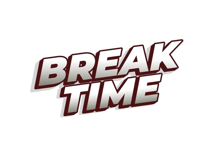 Break time text effect in 3d look with eye Vector Image