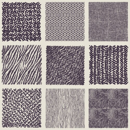 Set of hand drawn marker and ink patterns Vector Image