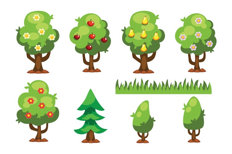 Cartoon garden green tree Royalty Free Vector Image