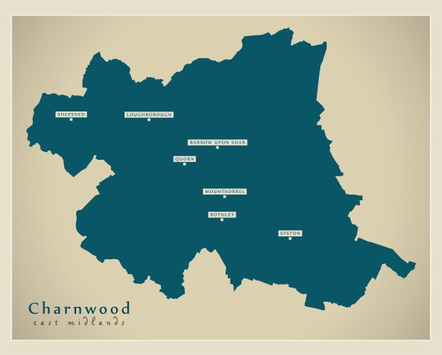 Bolsover district map - england uk Royalty Free Vector Image