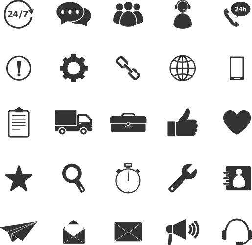 Customer service flat icons on orange background Vector Image