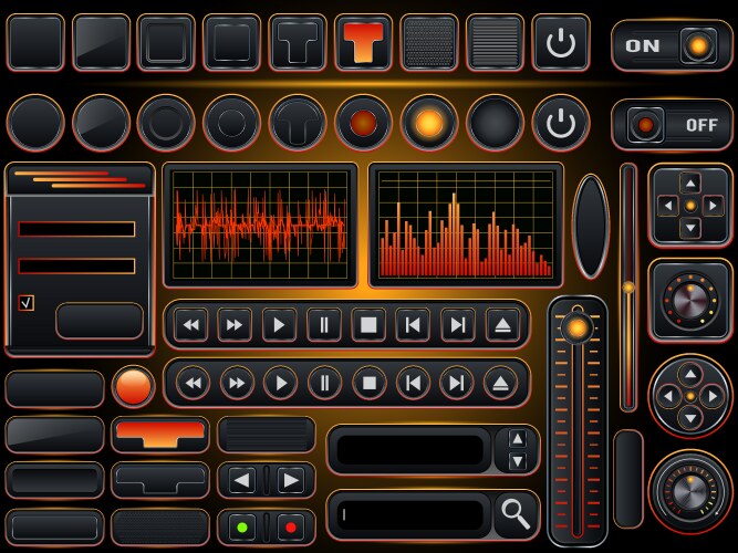 Control panels set devices from room Royalty Free Vector
