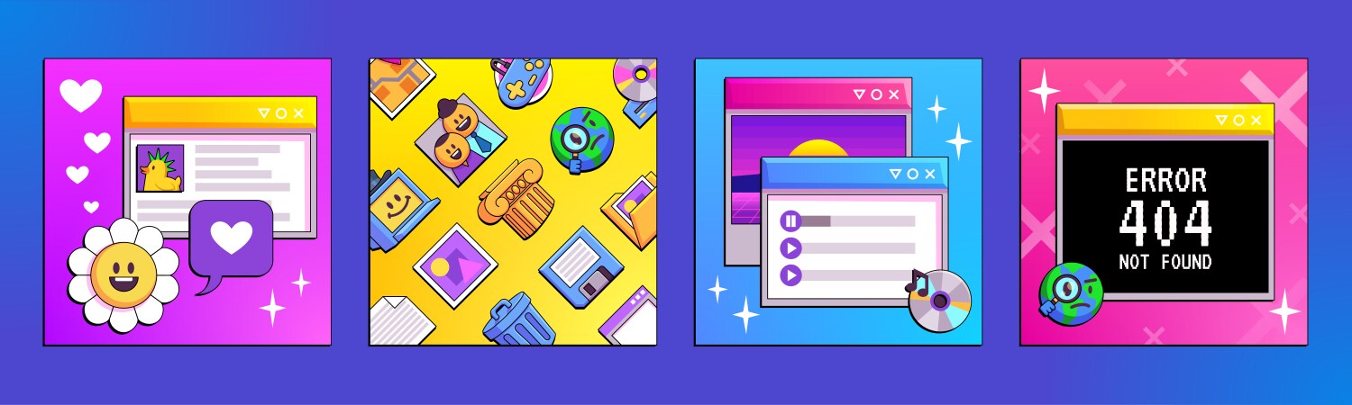 Big set of retro vaporwave desktop browser Vector Image Big set of retro vaporwave desktop browser Vector Image