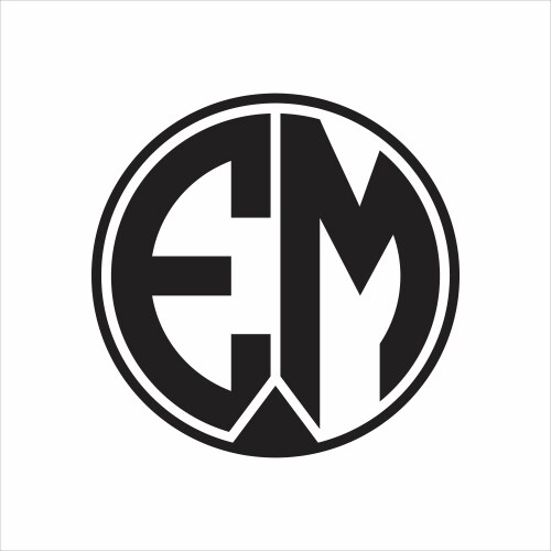 Em initial logo linked circle monogram Royalty Free Vector