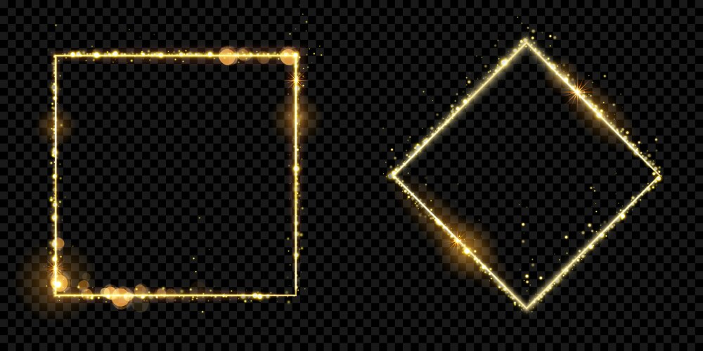 Golden glow frames set Royalty Free Vector Image