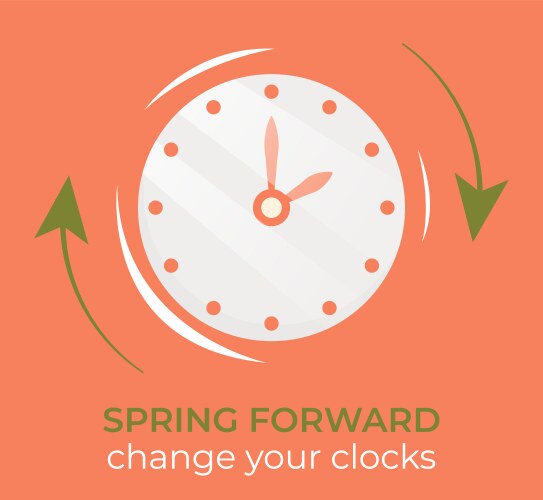Clock with text spring forward simple to change Vector Image