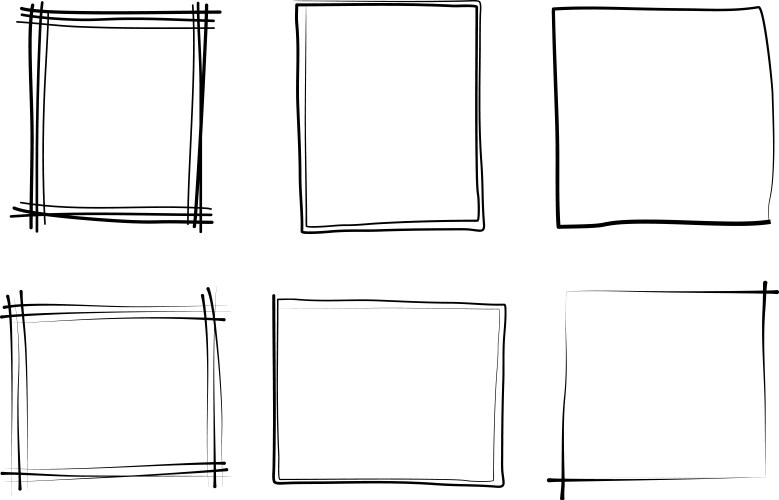 Hand drawn frame square double thin line Vector Image