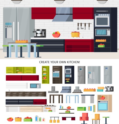 Modern kitchen interior Royalty Free Vector Image