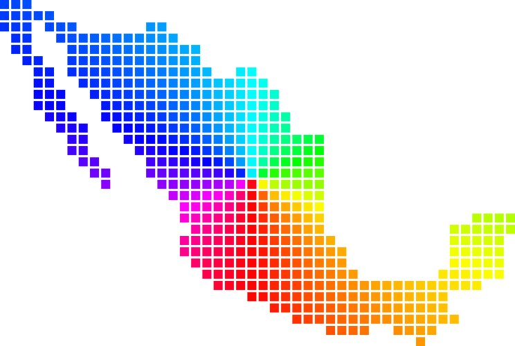 Spectrum dot mexico map Royalty Free Vector Image