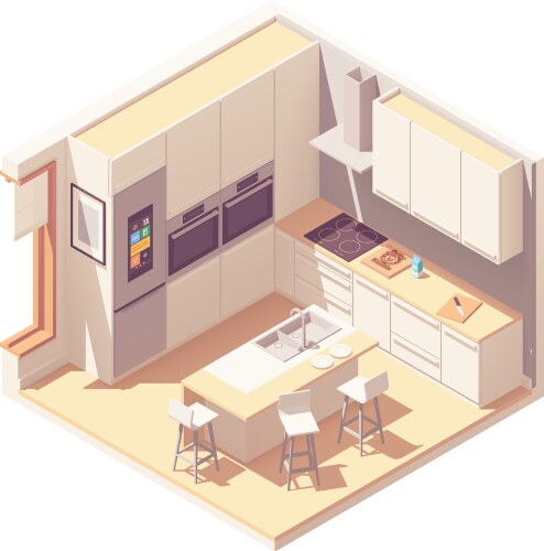 Isometric Kitchen Interior Royalty Free Vector Image