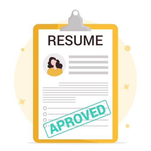 Resume on a tablet employee search concept Vector Image